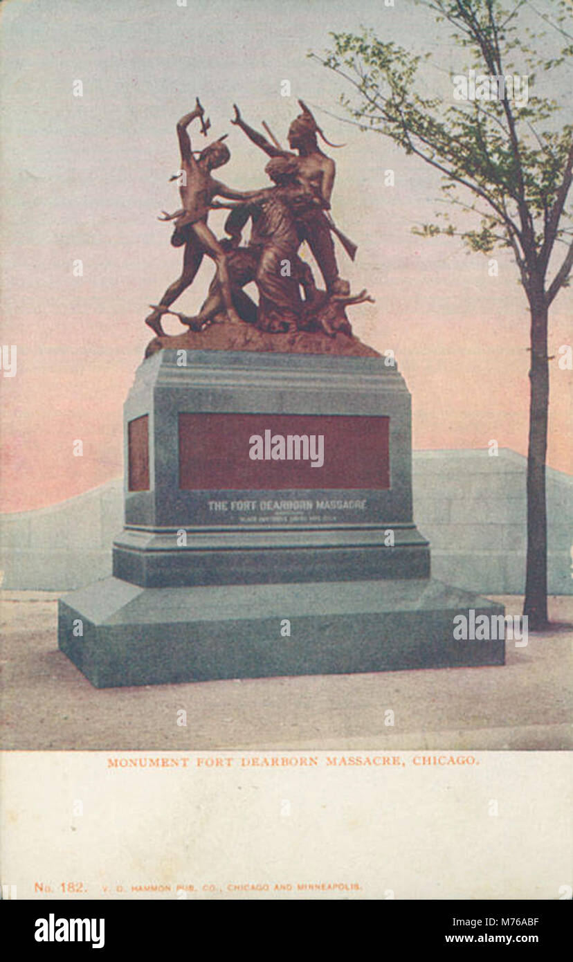 The monument to the Fort Dearborn Massacre in Chicago commemorates the ...