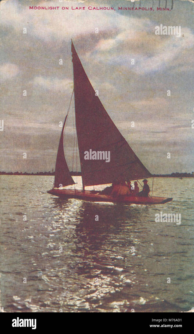 This image portrays the serene moonlight reflecting on Lake Calhoun in ...