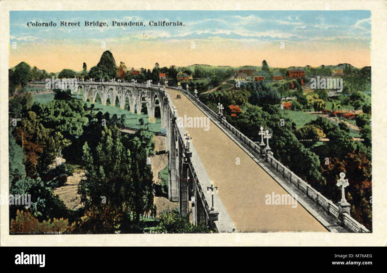 The Arroyo Seco Bridge, shown in this photograph, is a historic ...