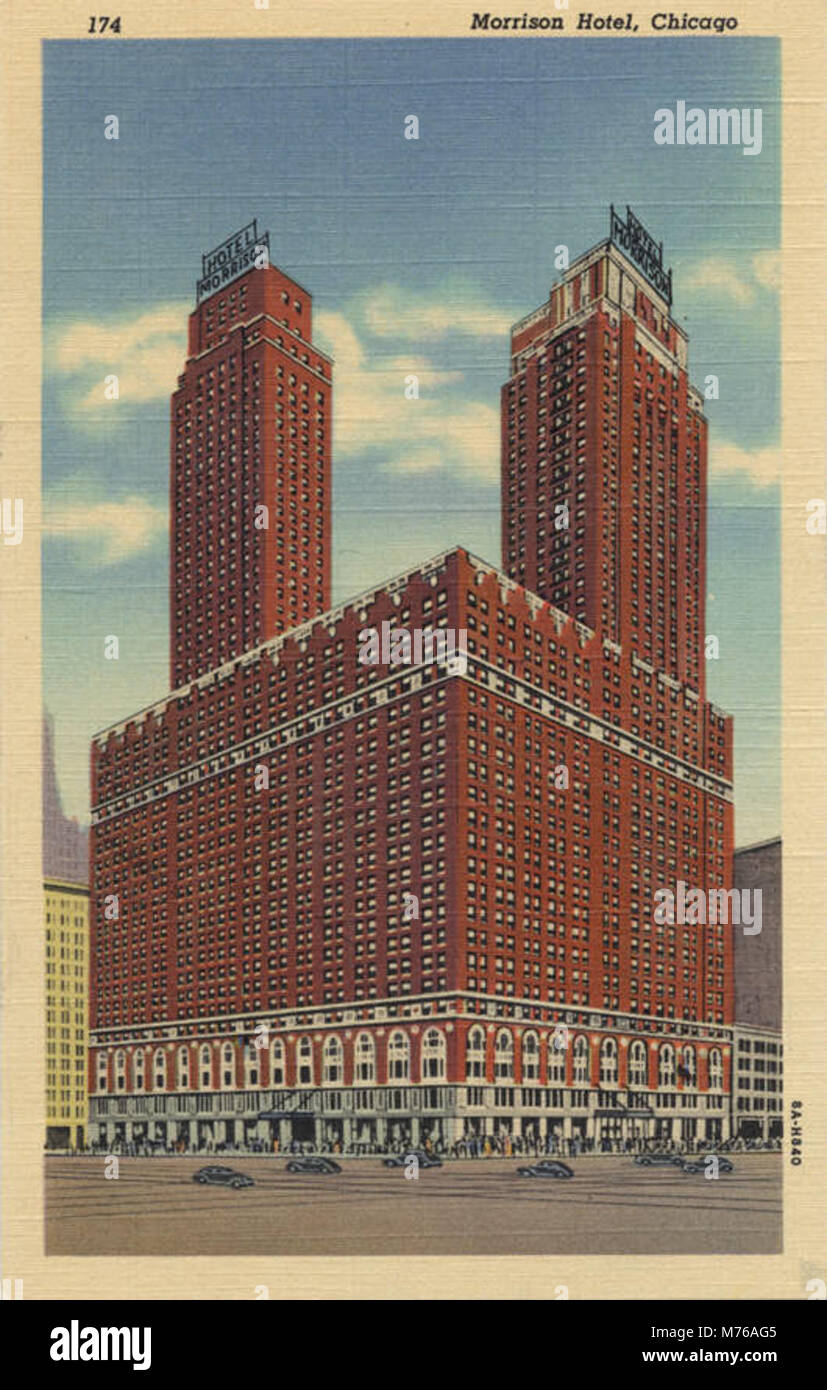 A photograph of the Morrison Hotel, located in Chicago, known for its ...