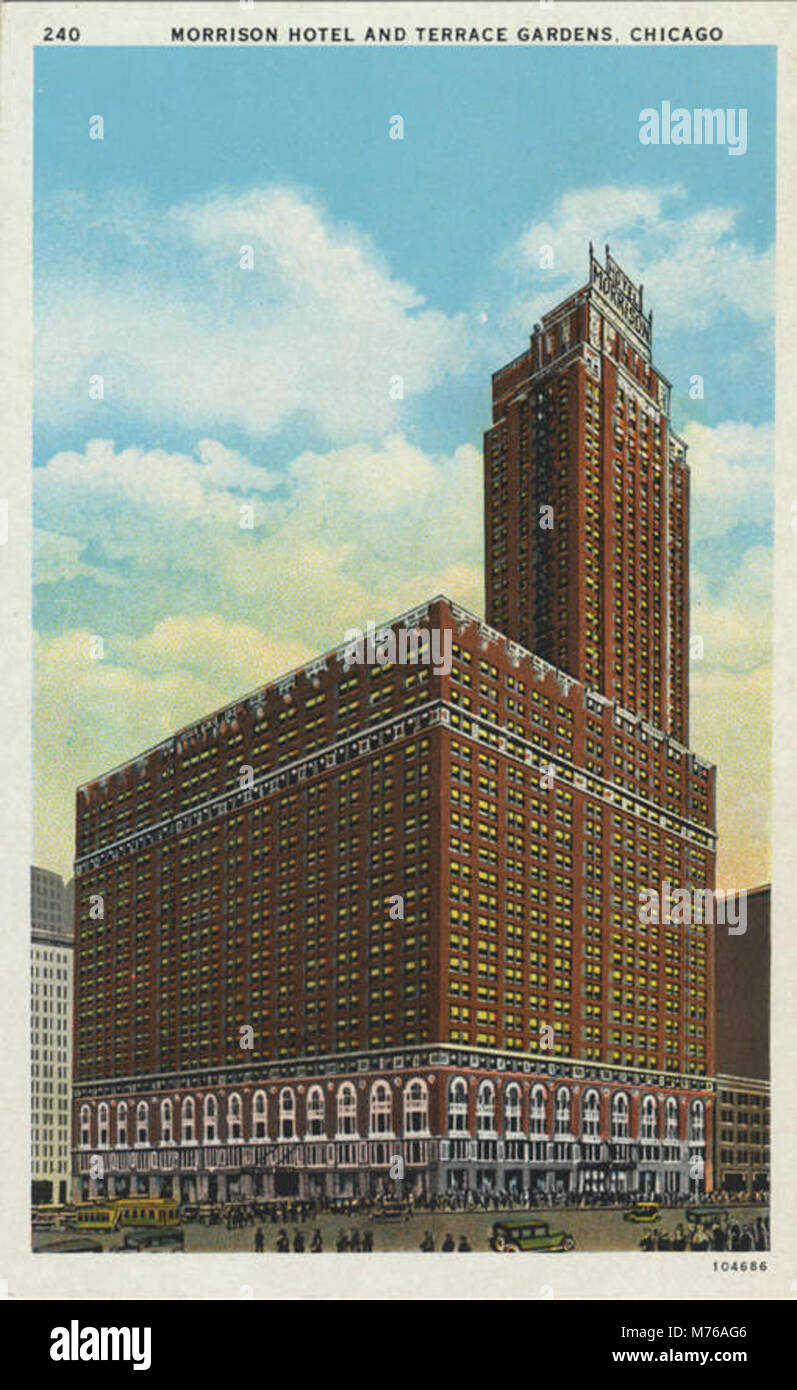 A photograph of the Morrison Hotel and Terrace Gardens, depicting the ...