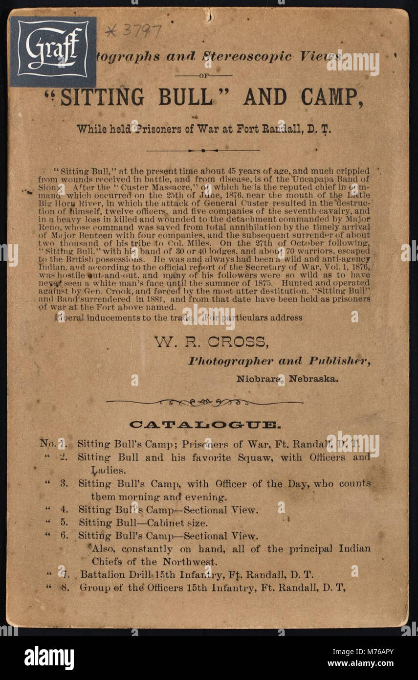 A mounted photograph of Sitting Bull (Ta-Ton-Ka-I-Yo-Ton-Ka), a ...