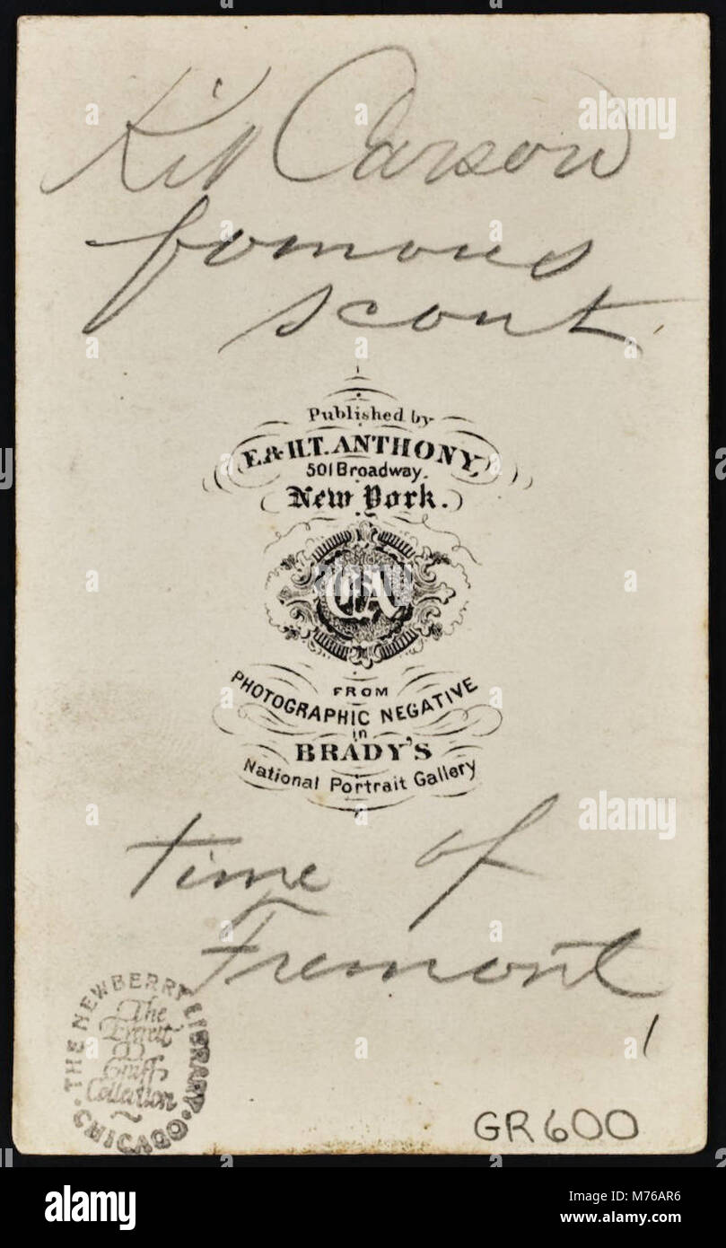 This mounted photograph features Christopher Carson, better known as ...