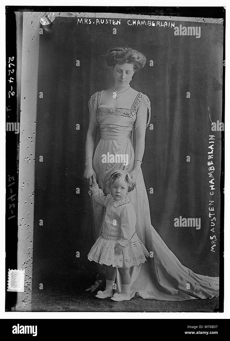 A formal portrait of Mrs. Austen Chamberlain, a prominent figure in ...