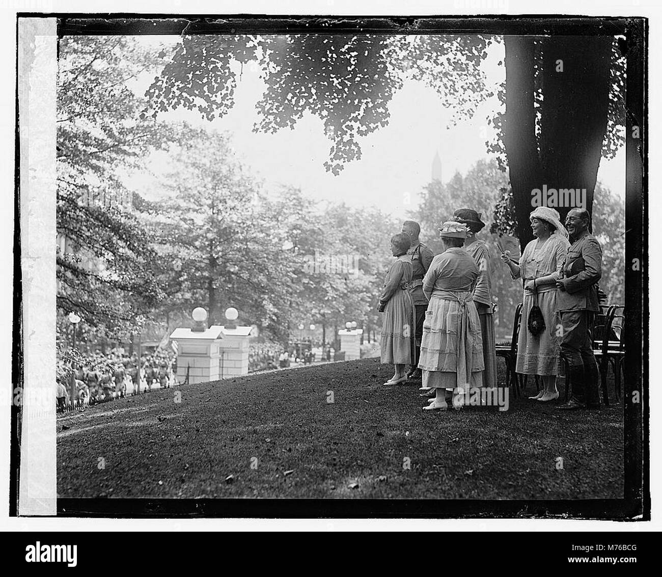A photograph of Mrs. Harding reviewing Marines on July 12, 1922 ...