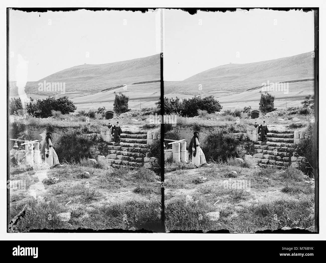 A photograph of Mount Gerizim as seen from Jacob's Well, capturing the ...