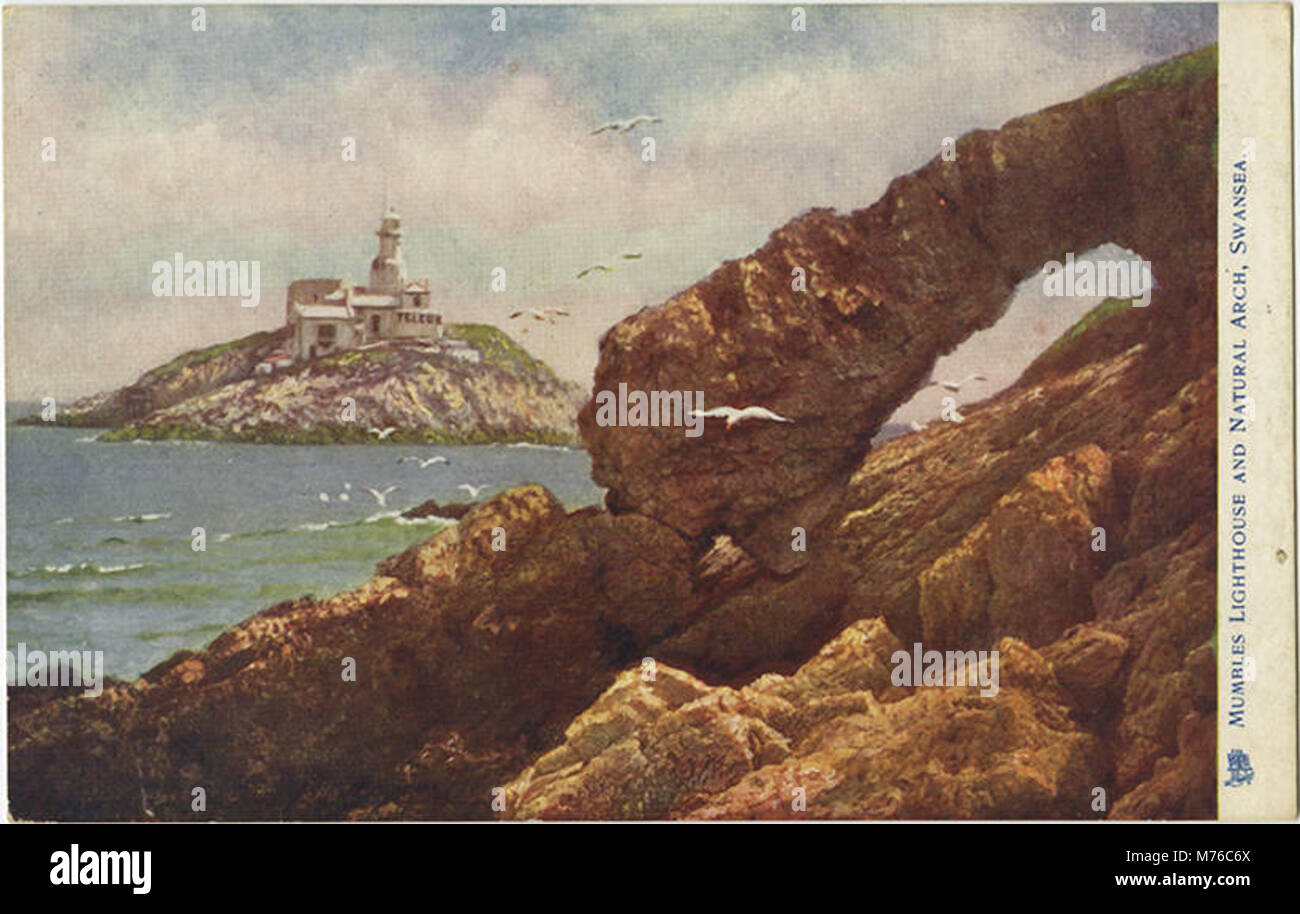 This photograph captures Mumbles Lighthouse and the Natural Arch in ...