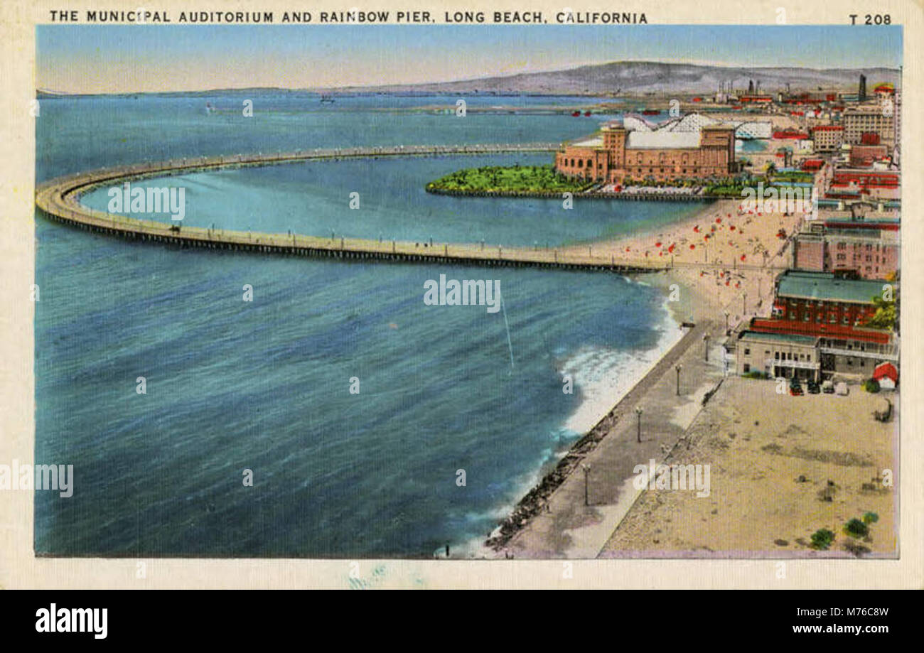 This image features the Municipal Auditorium and Rainbow Pier, notable ...