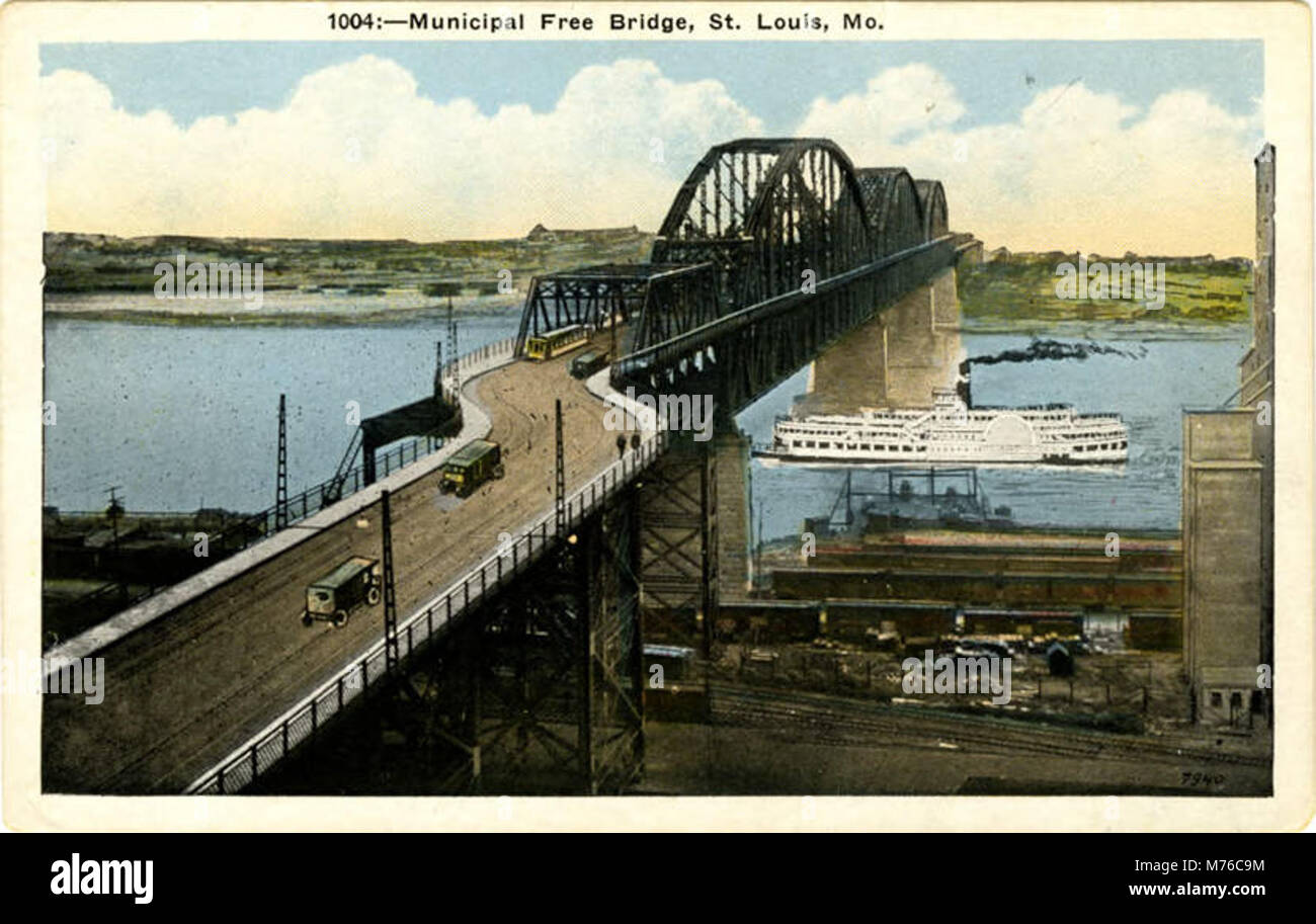 The Municipal Free Bridge, connecting parts of a city over a river, is ...