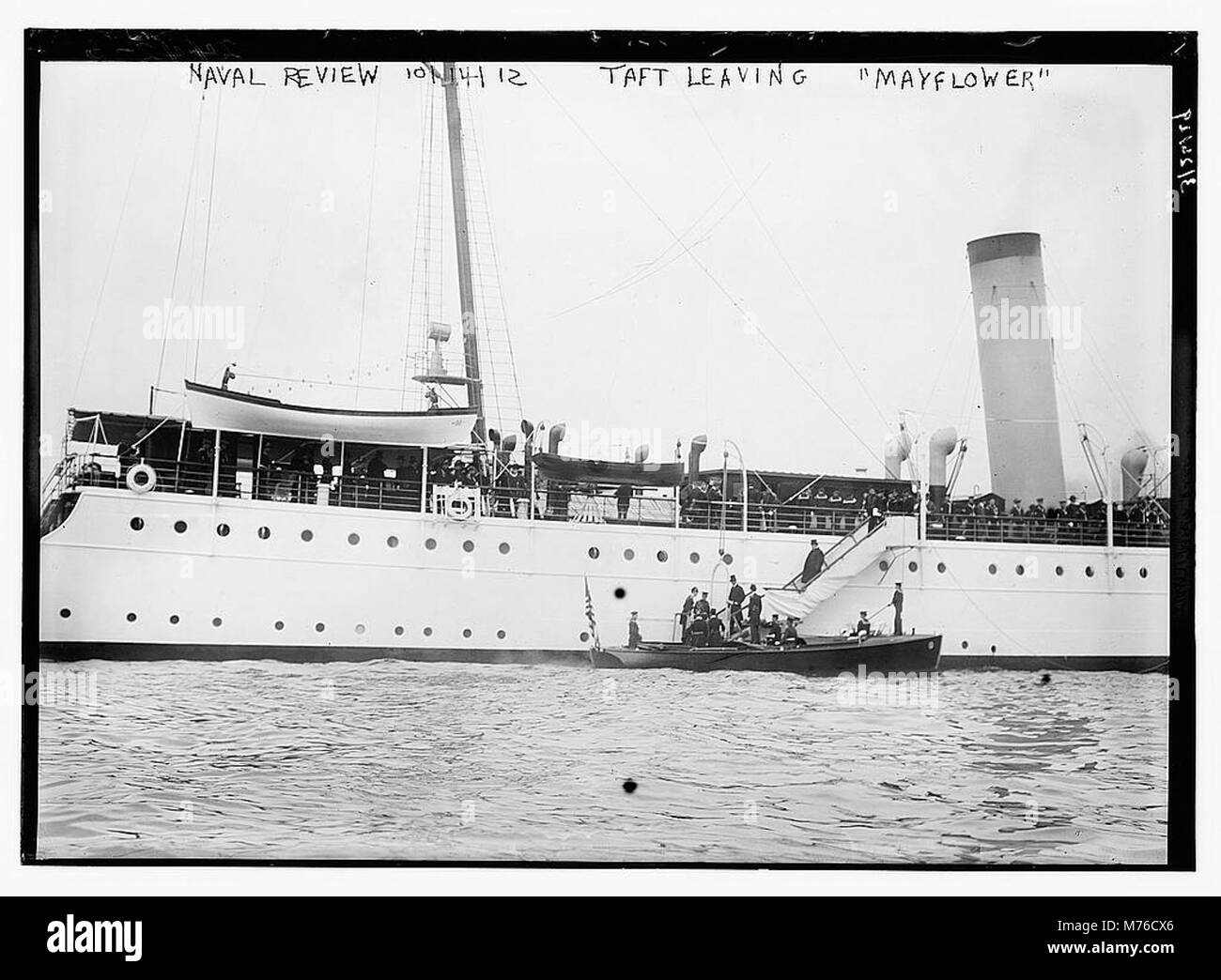 A photograph of President Taft leaving the USS Mayflower during a naval ...