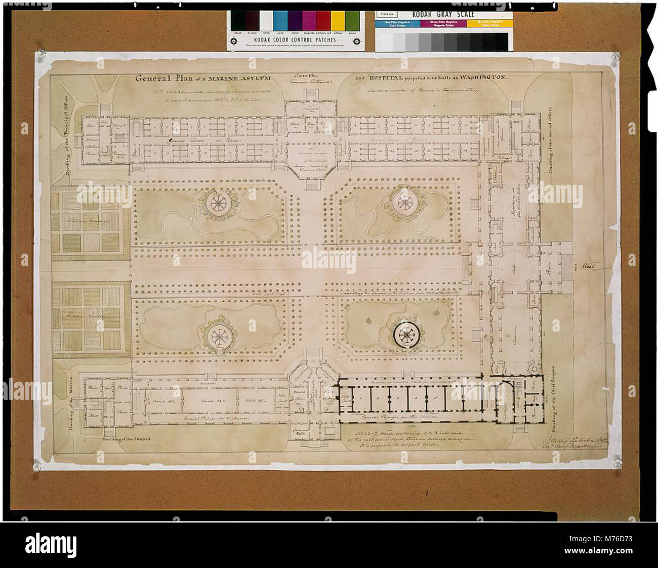 A detailed site plan of the Marine Asylum & Hospital in Washington, D.C ...