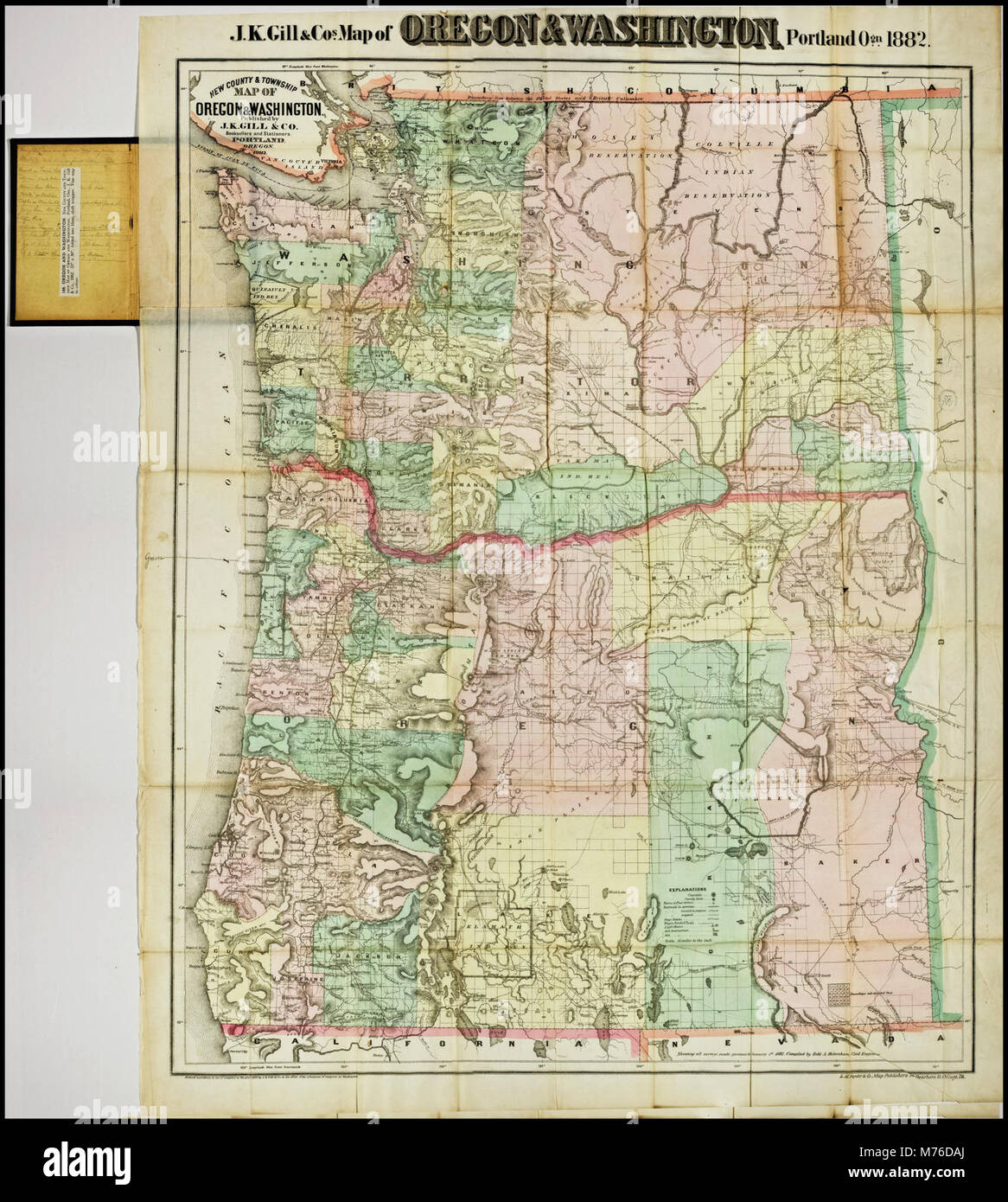 Map depicting the counties and townships of Oregon and Washington ...