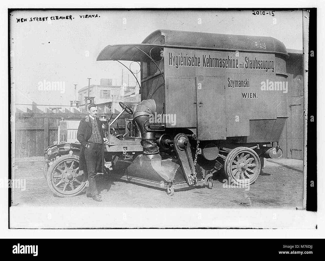 The photograph depicts a new street cleaner in Vienna, showcasing an ...
