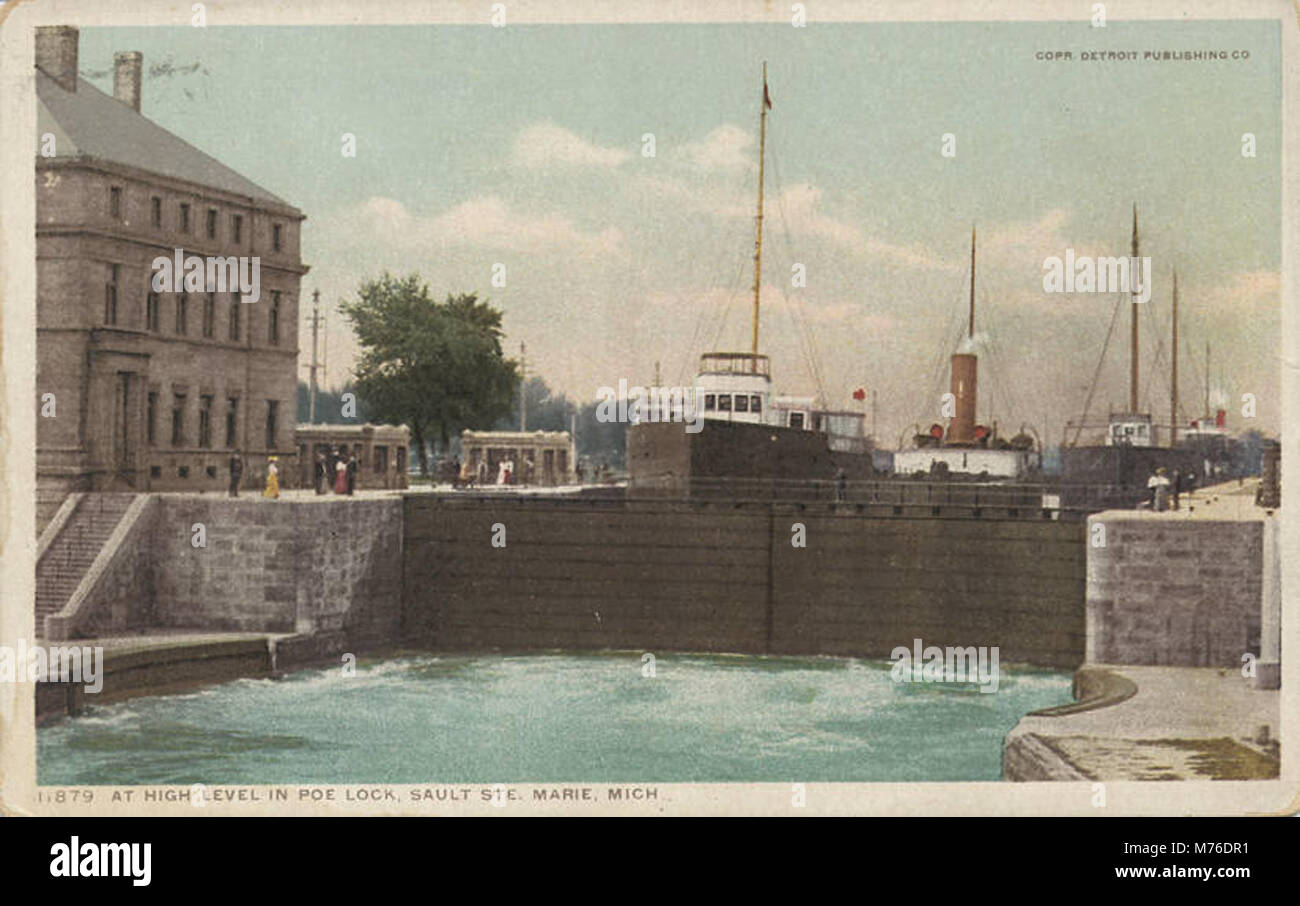 This photograph captures a view from the high level of Poe Lock, a ...