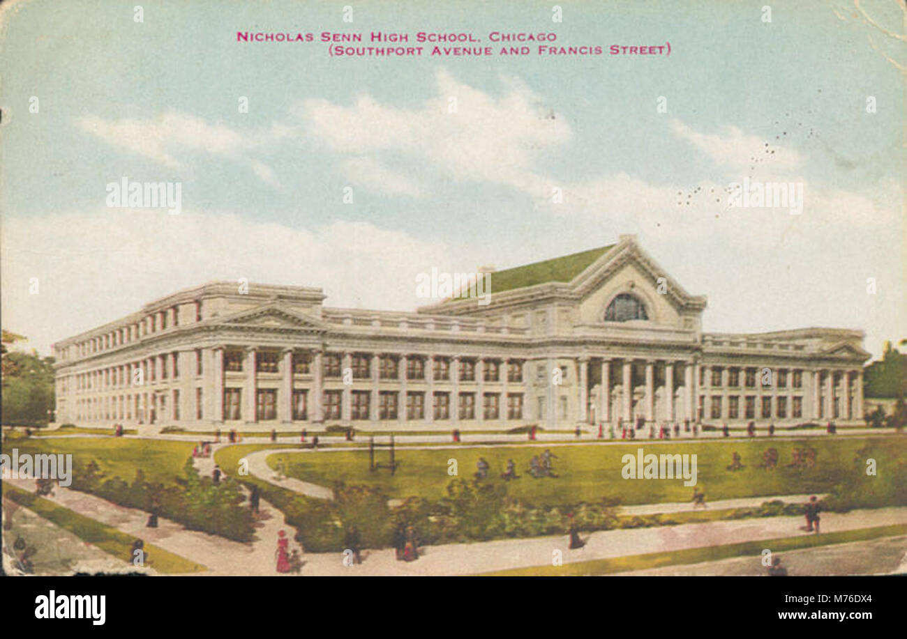 This image shows Nicholas Senn High School in Chicago. The photograph captures the building’s ...