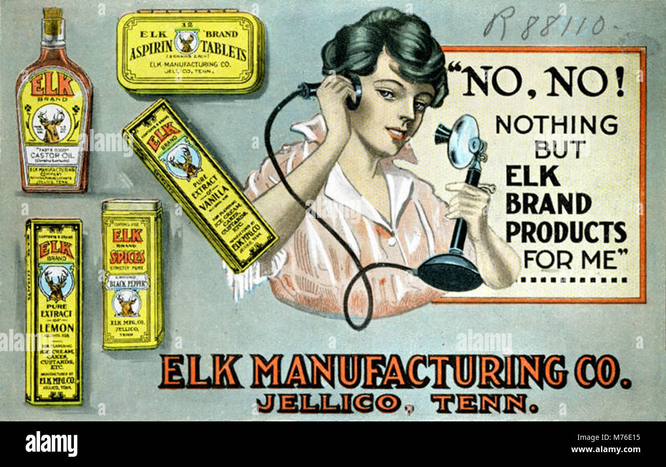 A vintage advertisement promoting Elk Brand products, showcasing the ...