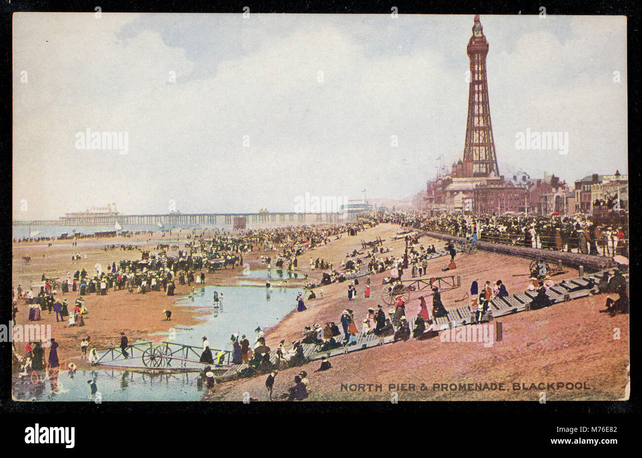 This photograph depicts the North Pier and promenade in Blackpool, a ...