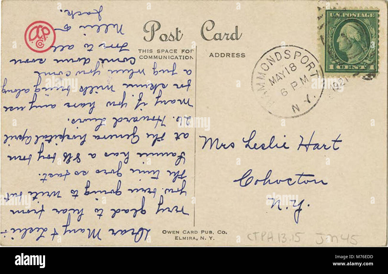 A quick note from a postcard captures a moment of brief communication ...