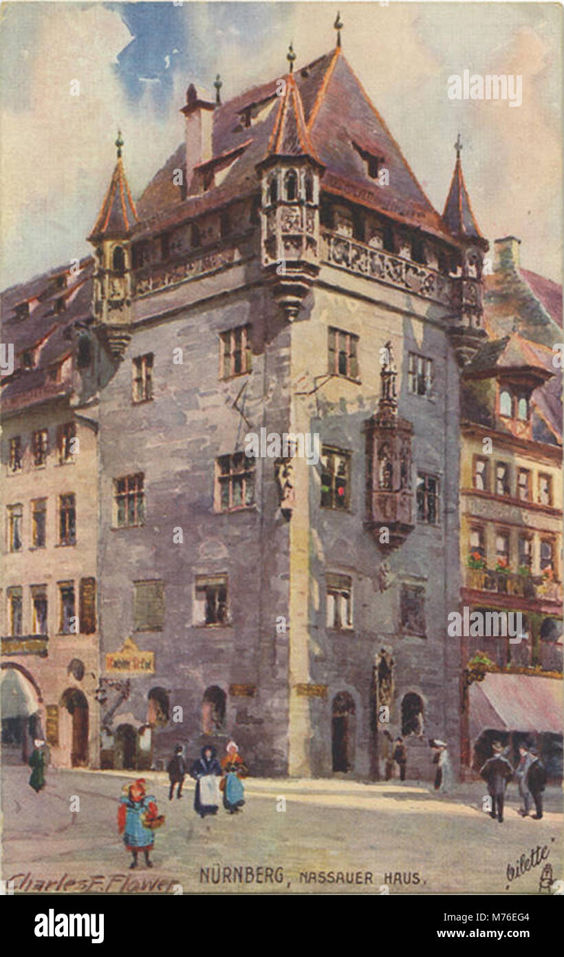 This photograph captures the Nassauer Haus in Nurnberg, Germany. The ...
