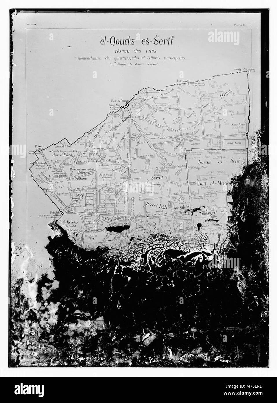 A detailed map of the old city of Jerusalem, highlighting its ancient ...
