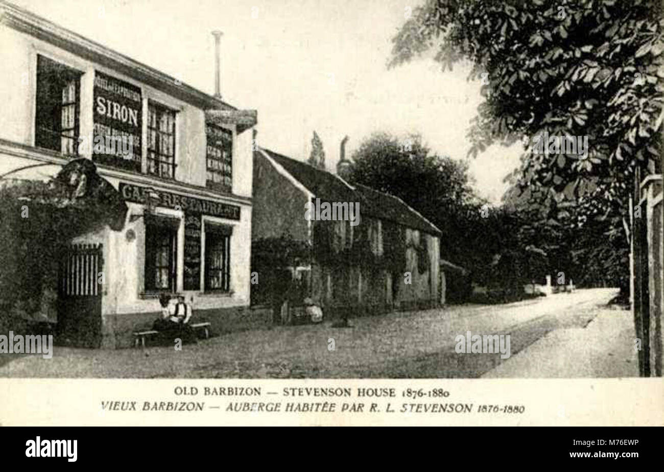 A historical photograph of the Stevenson House in Old Barbizon, taken ...
