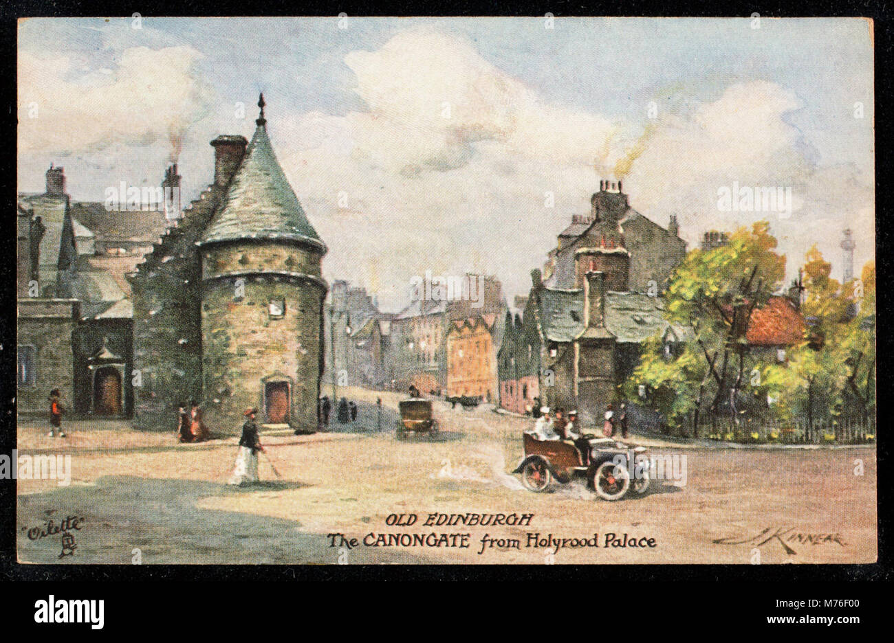 A historic view of the Canongate in Edinburgh, Scotland, seen from ...