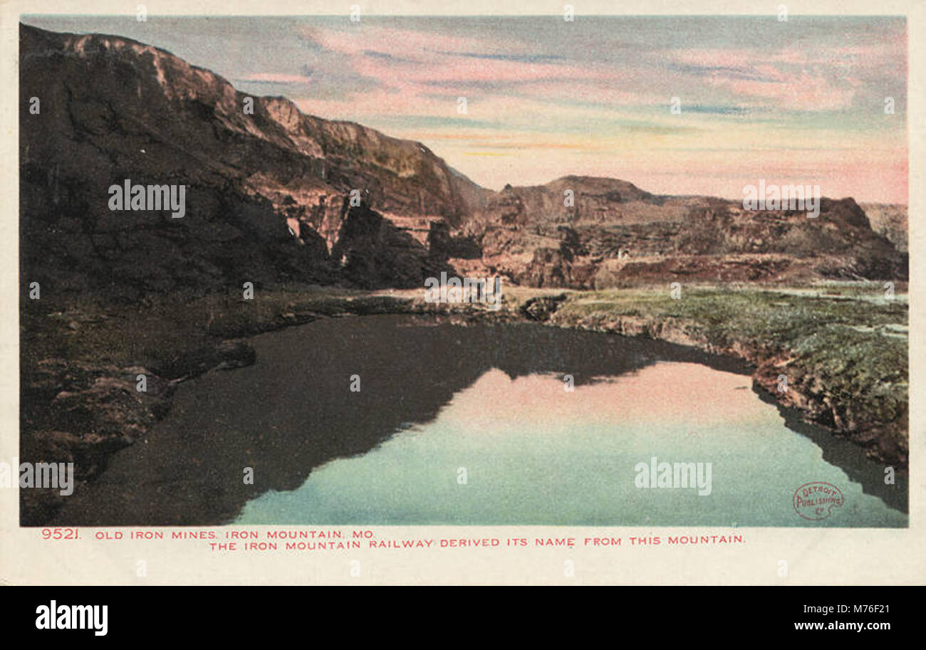 This photograph features the Old Iron Mines, from which the Iron ...