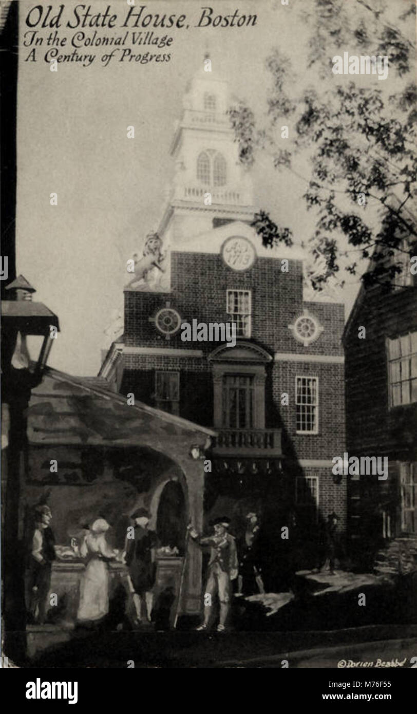 A photograph of the Old State House in Boston, located in the Colonial ...