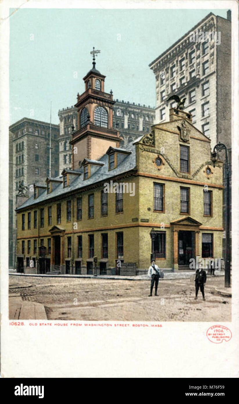 This photograph shows the Old State House in Boston, Massachusetts ...