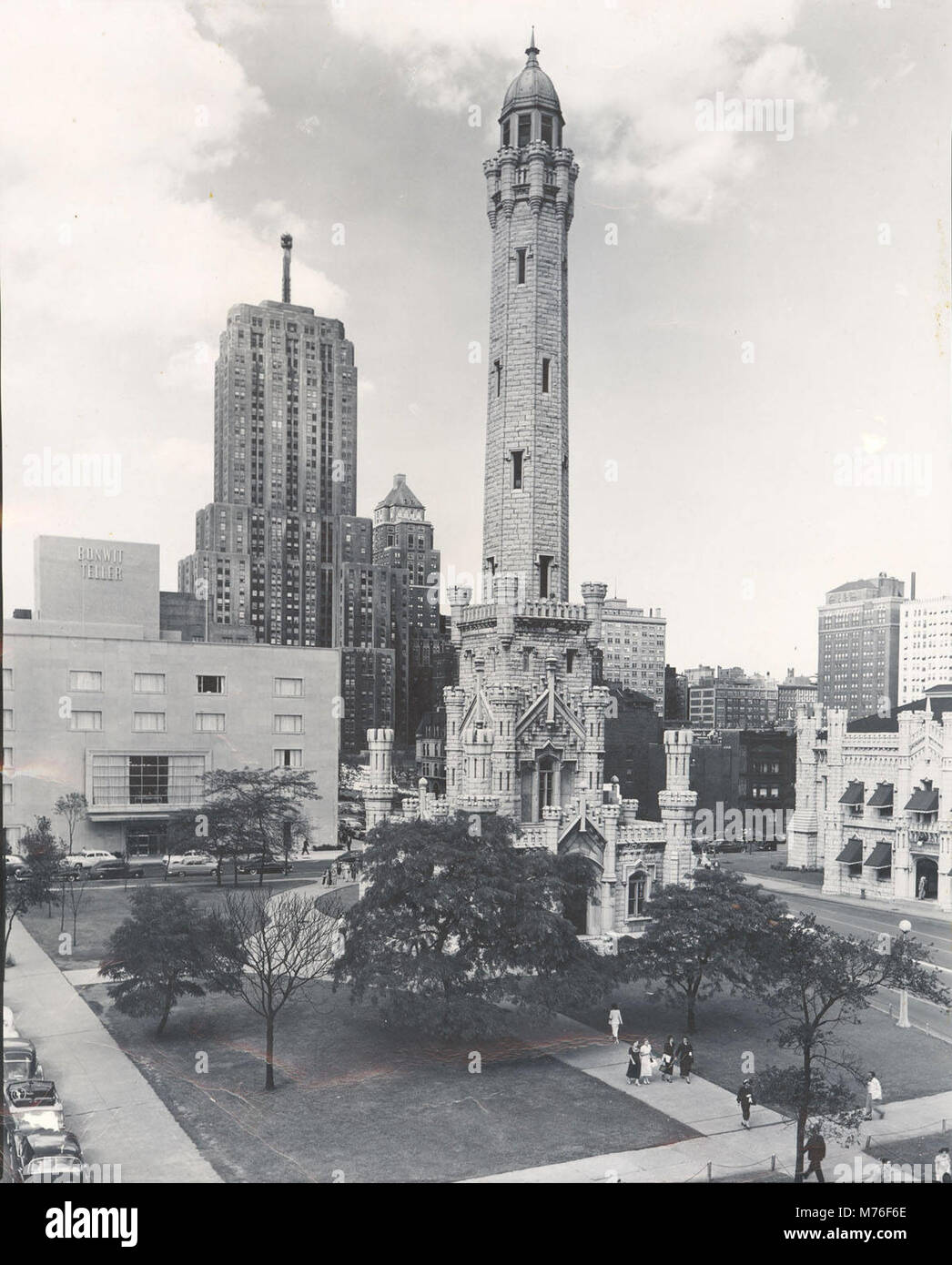A photograph of Chicago's Old Water Tower and the Palmolive Building ...