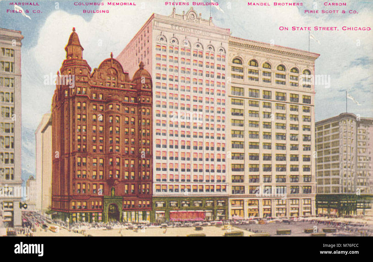 A historical photograph showing State Street in Chicago, capturing the ...