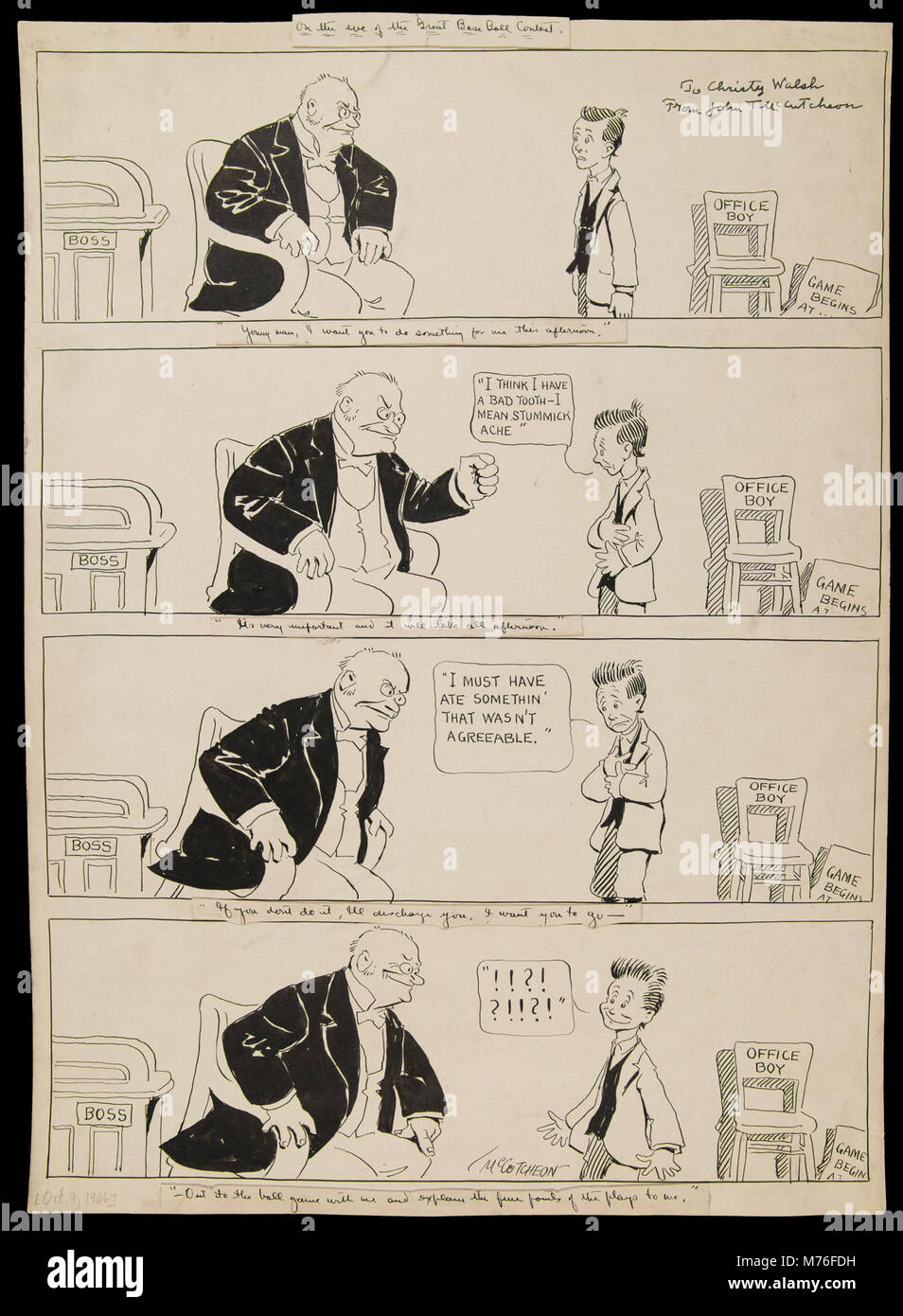 On the eve of the great base ball contest (inscribed to Christy Walsh ...