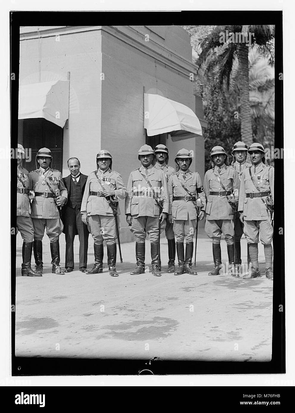 A photograph taken on October 6, 1932, showing British officers at a ...