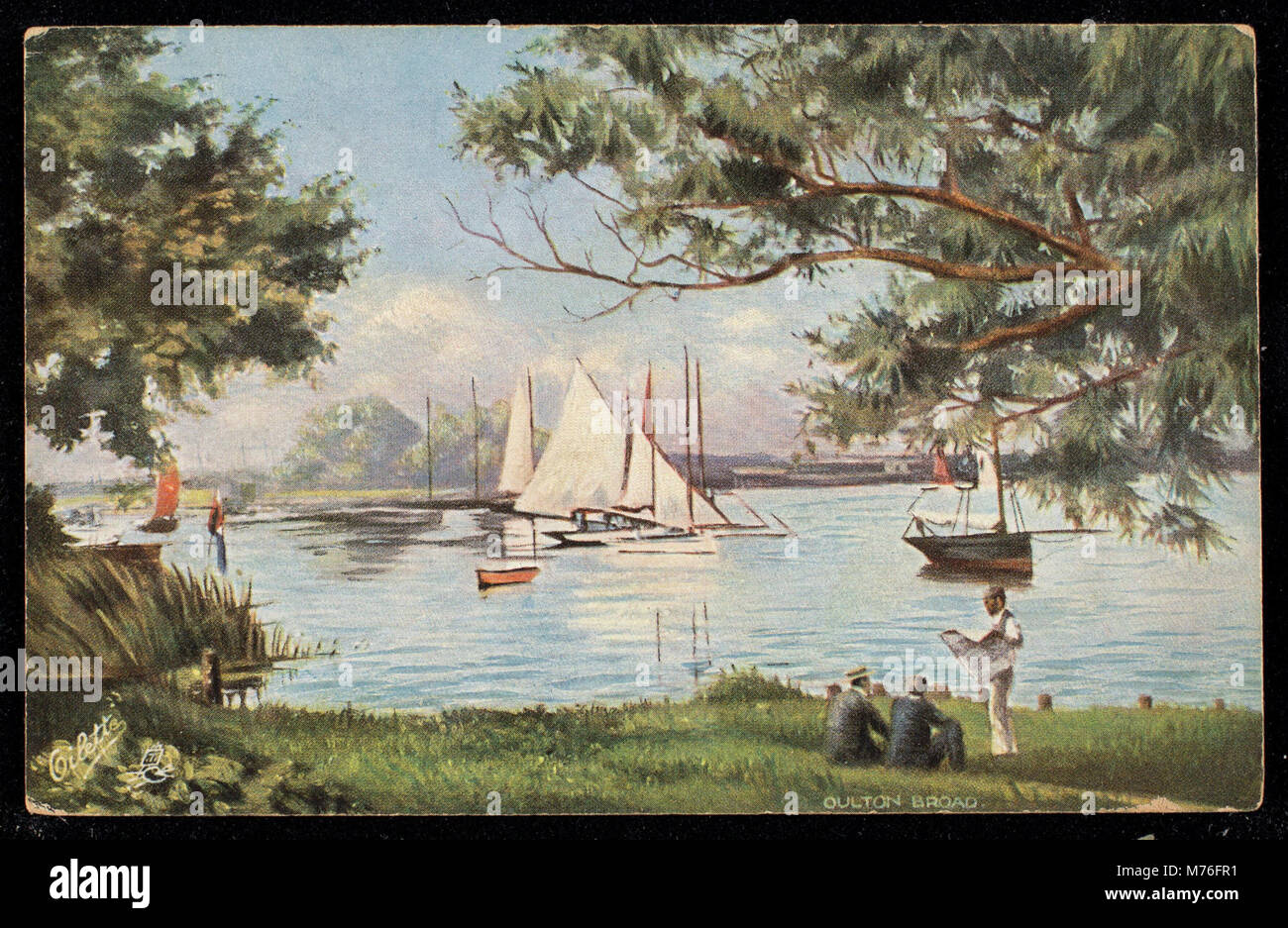 A picturesque scene of Oulton Broad, capturing the serene landscape of ...