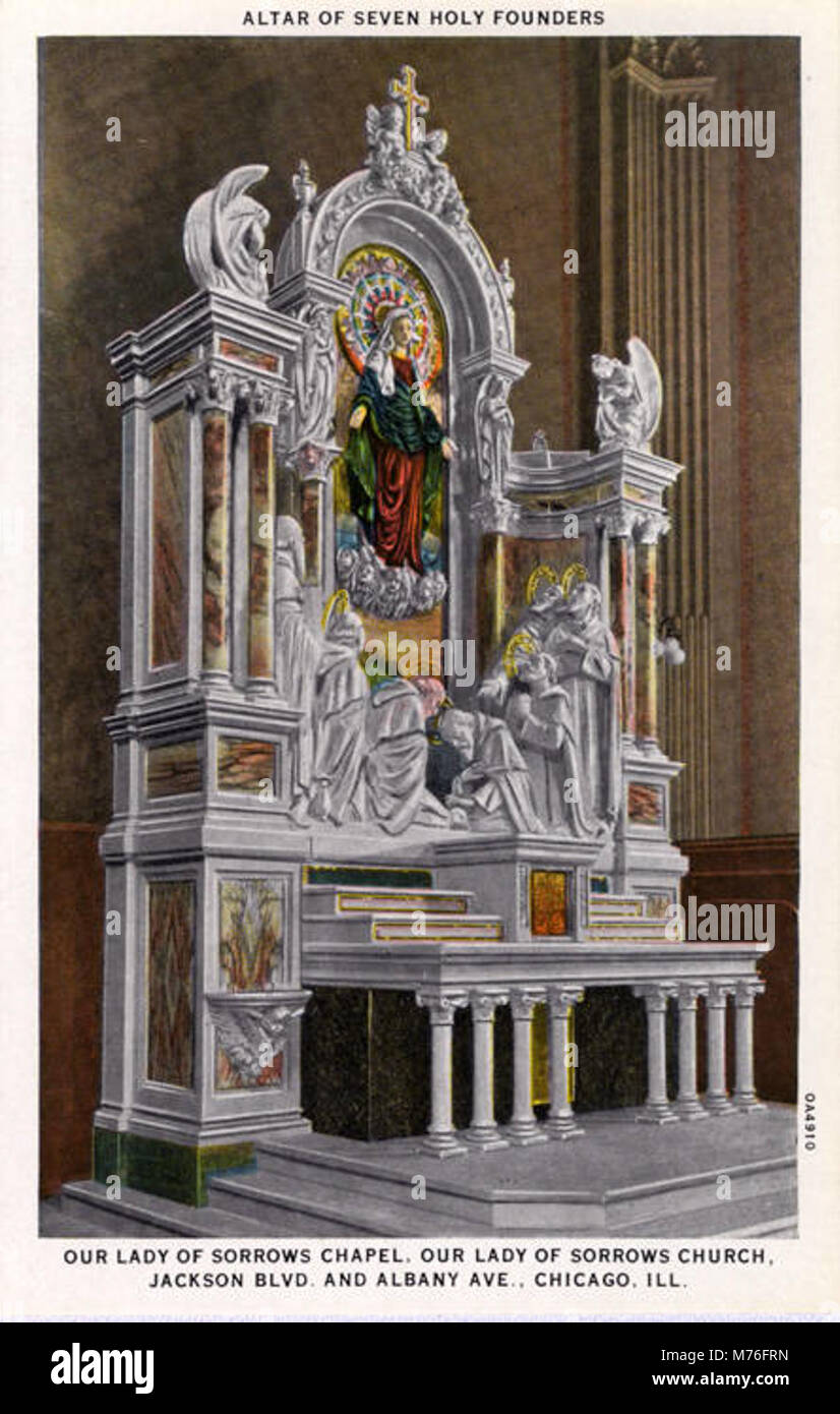 A religious artwork depicting Our Lady of Sorrows, illustrating the ...