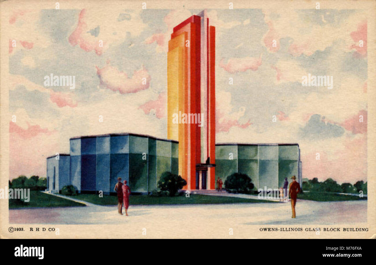 Photograph of the Owens-Illinois Glass Block Building, showcasing its ...