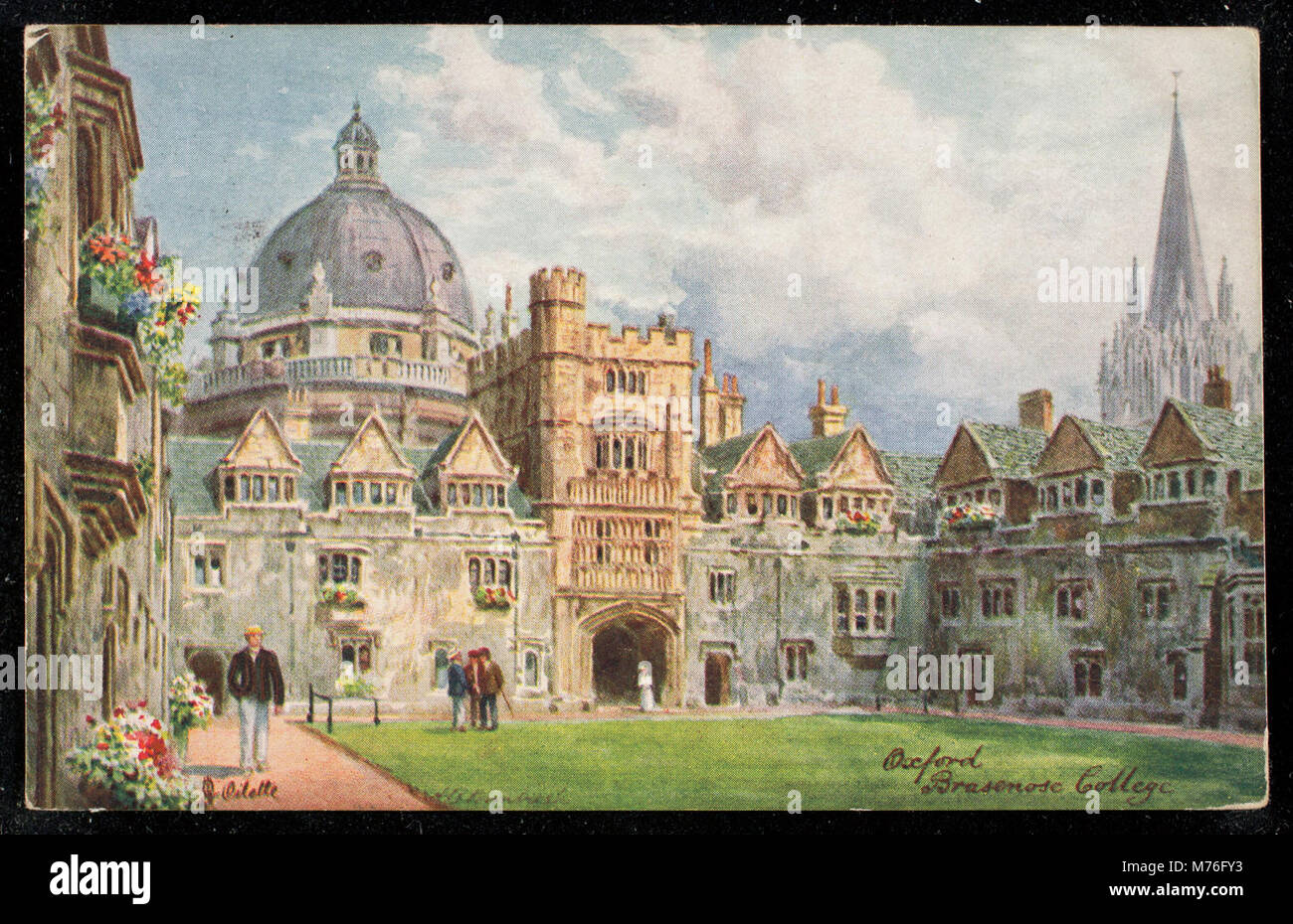 A historic photograph of Brasenose College at the University of Oxford ...