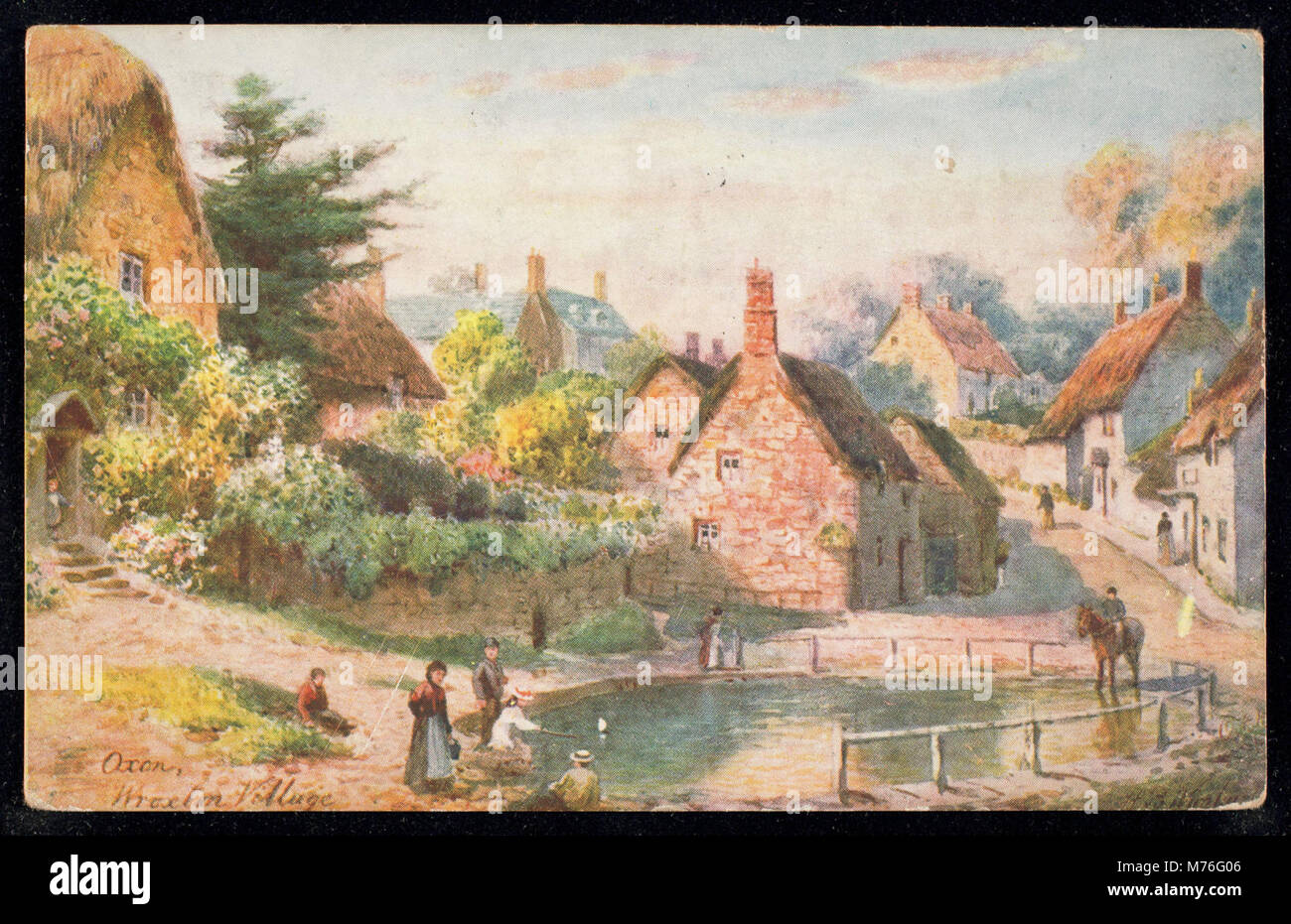 A photograph showing the village of Wrexton in Oxfordshire, England ...