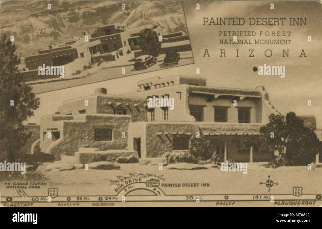 A photograph of the Painted Desert Inn, located within the Petrified ...