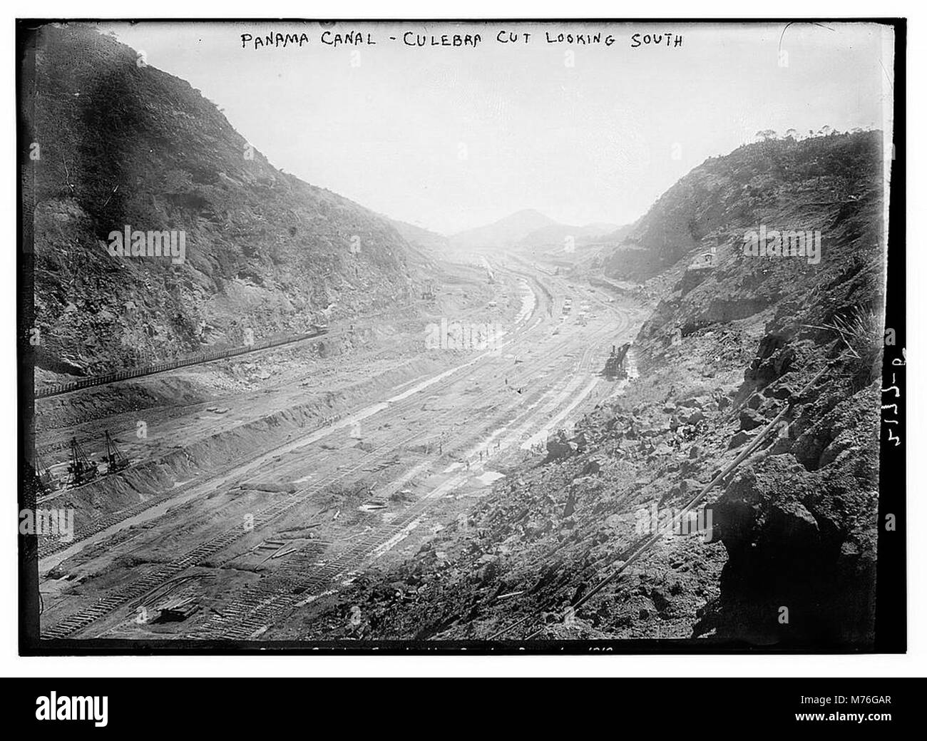 A photograph of the Culebra Cut section of the Panama Canal, looking ...