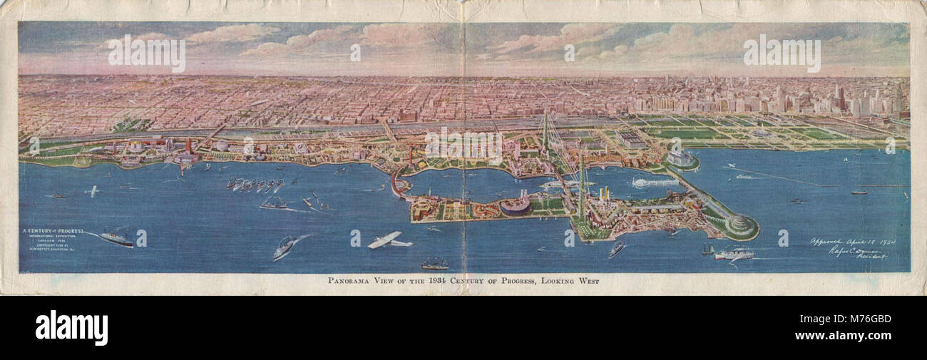 A panoramic view of the 1934 Century of Progress World's Fair in ...