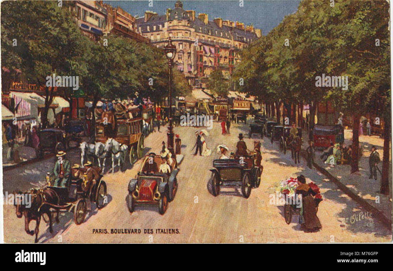 This image captures the Boulevard des Italiens in Paris, France ...