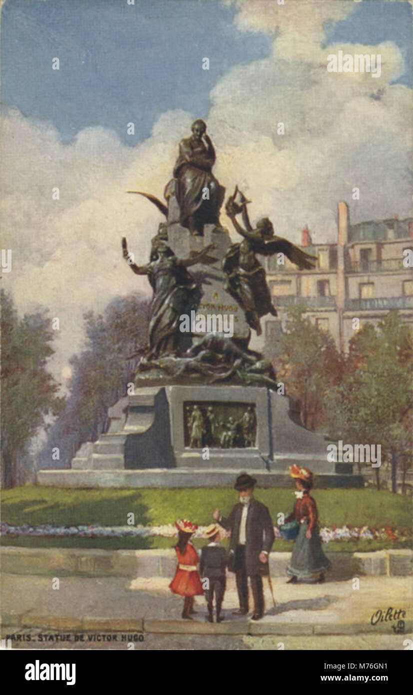 A statue of Victor Hugo in Paris, commemorating the famous French ...