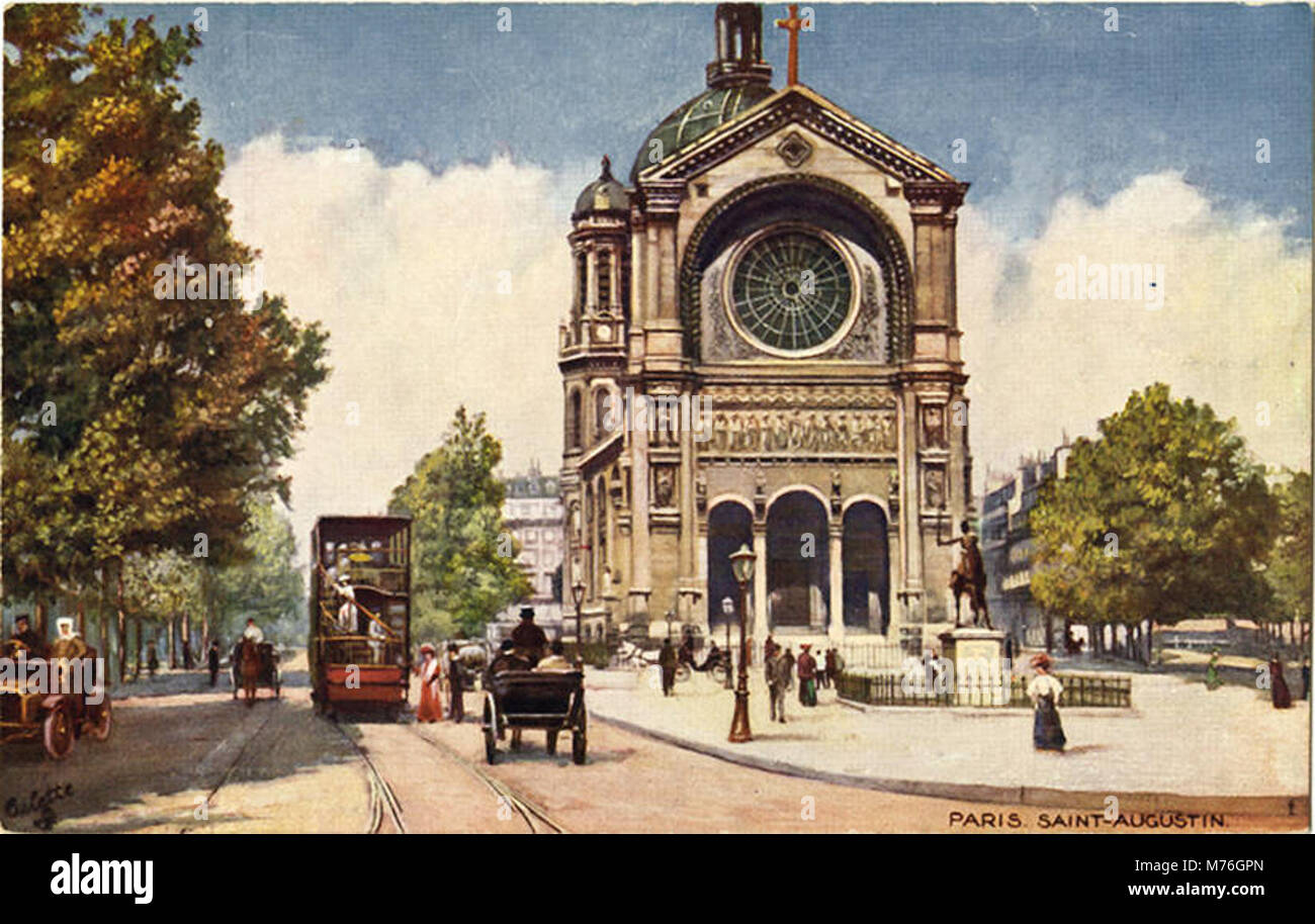 A photograph of the Saint-Augustin Church in Paris, capturing its ...