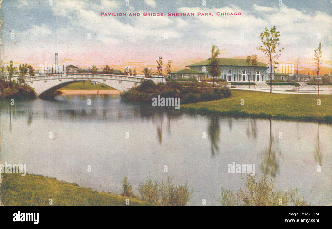 Pavilion And Bridge, Sherman Park, Chicago (NBY 414849 Stock Photo - Alamy