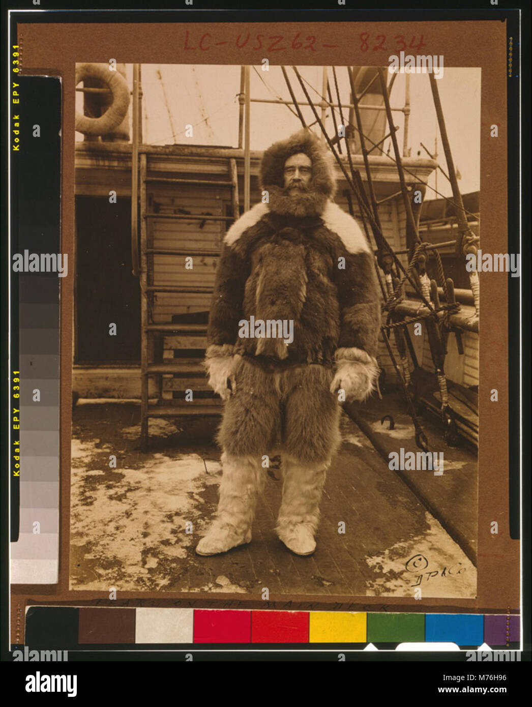 Photograph of Robert Peary on the main deck of the steamship 'Roosevelt ...