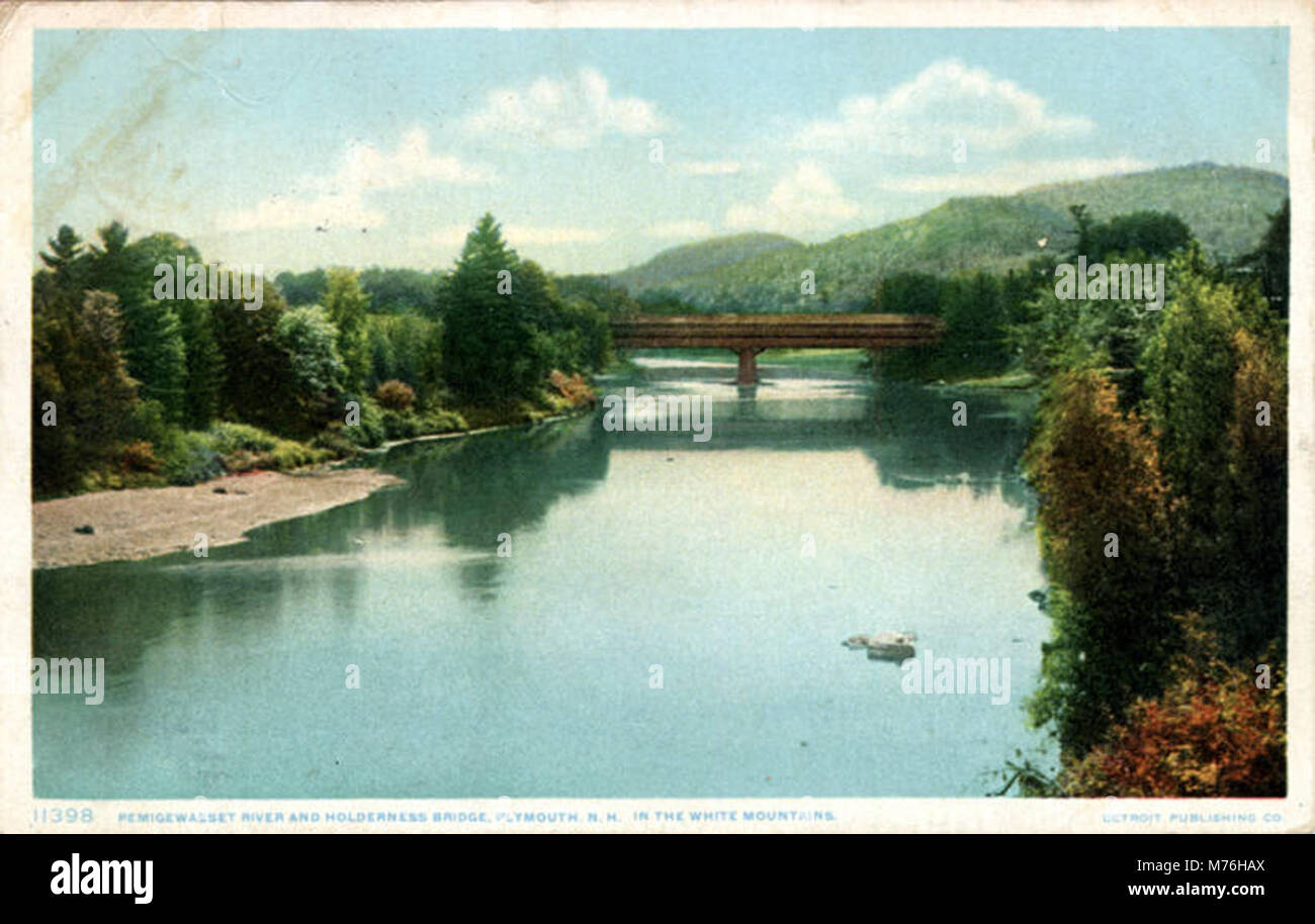 A scenic view of the Pemigewasset River and Holderness Bridge, located ...