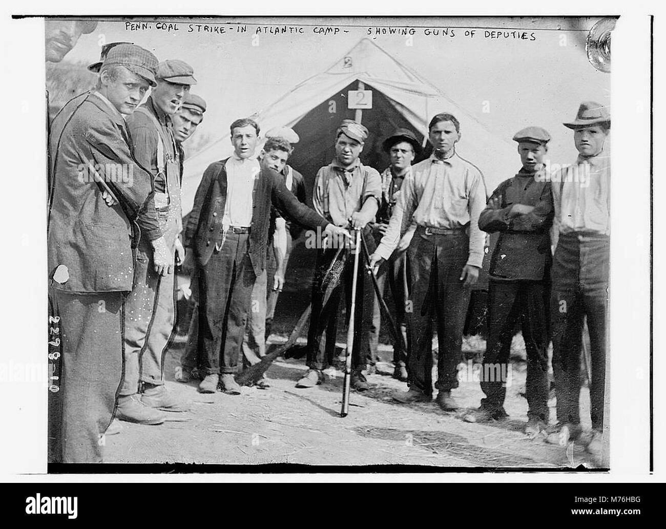 This photograph depicts the Pennsylvania coal strike, showing deputies ...