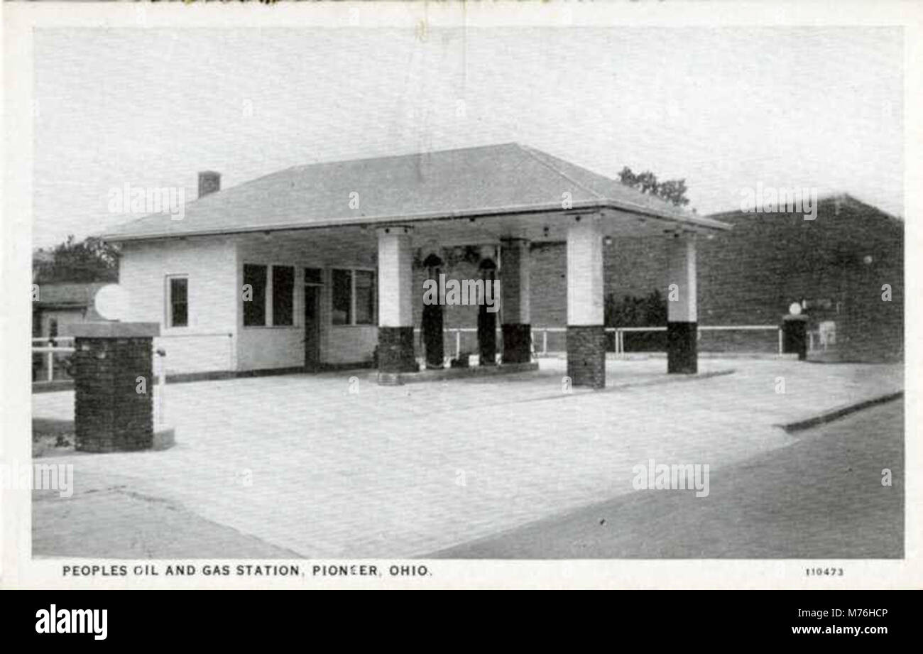 This image features the Peoples Oil and Gas Station, a key ...