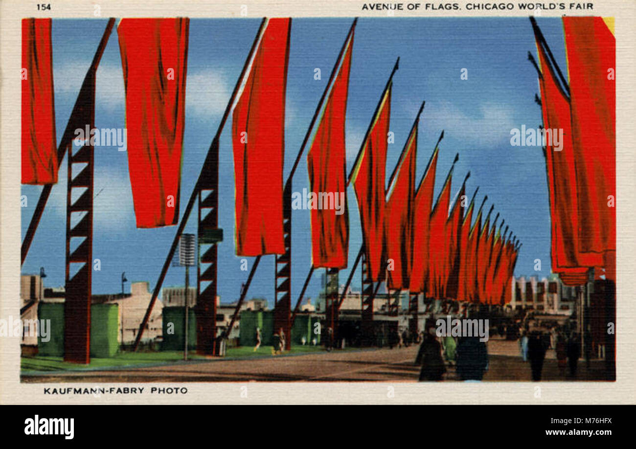 A photograph of the Avenue of Flags at the Chicago World's Fair ...